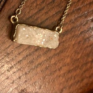 Vintage | Jewelry | Vintage White Druzy Stone Gold Chain Necklace ...